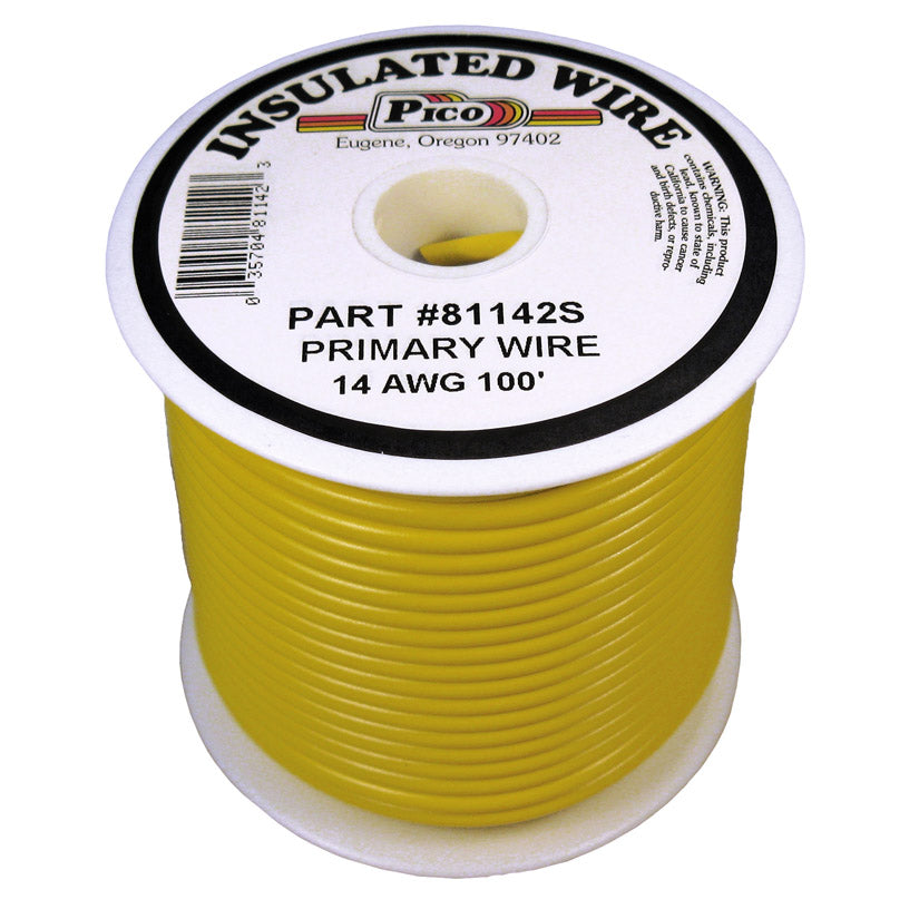 Pico 81142S Primary Wire - 14 AWG, Yellow, 100' Spool – RVe Parts