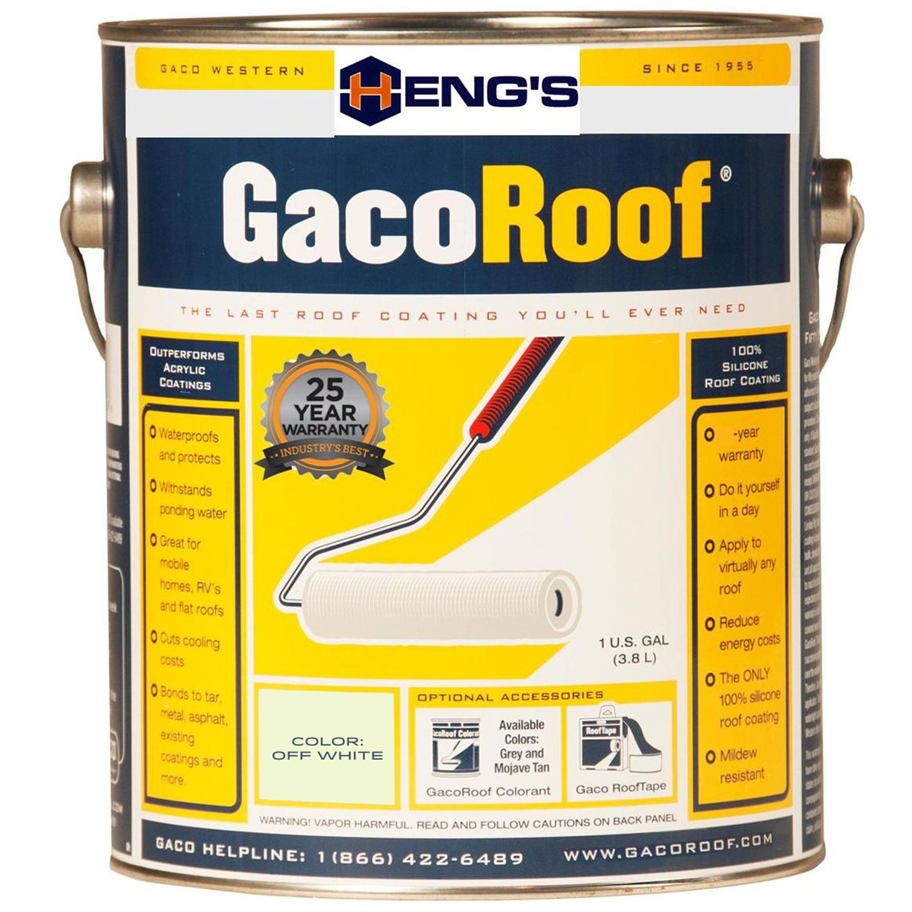 Heng's HGR1600-1 GacoRoof Silicone Base Coat - Gallon, White – RVe Parts